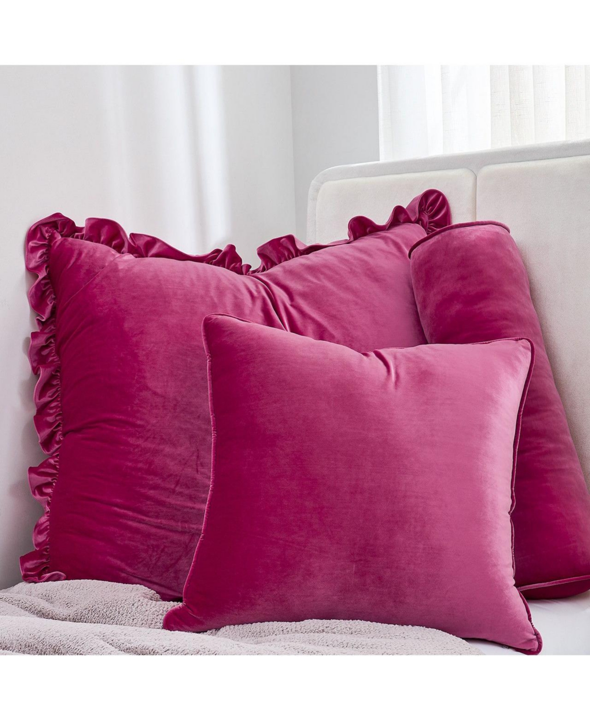 Click here for DormCo Rainha Velvet Dutch Ruffled  Euro and Bolst... prices