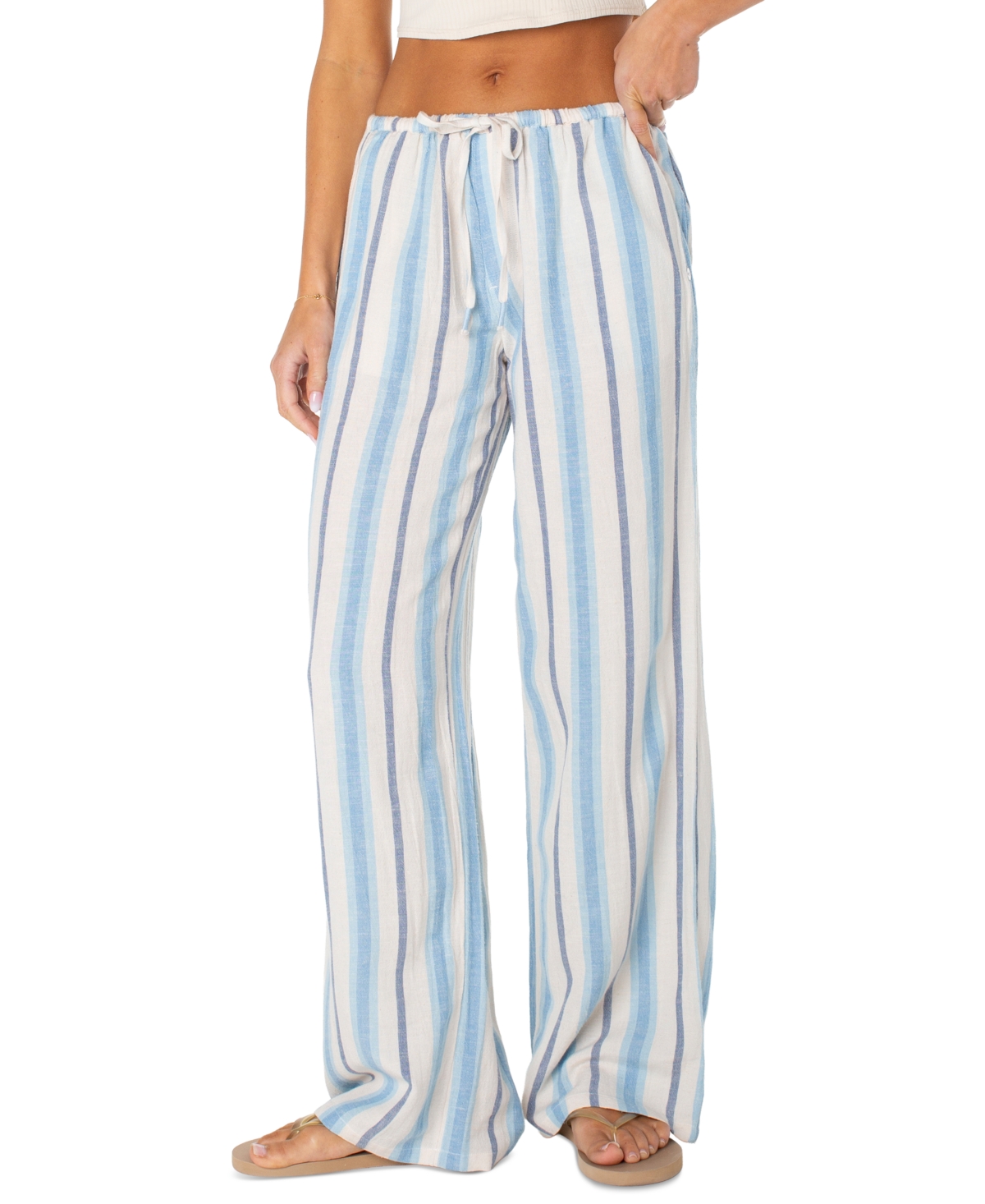 Click here for Roxy Womens Iyla Wide-Leg Low-Rise Stripe Pants -... prices