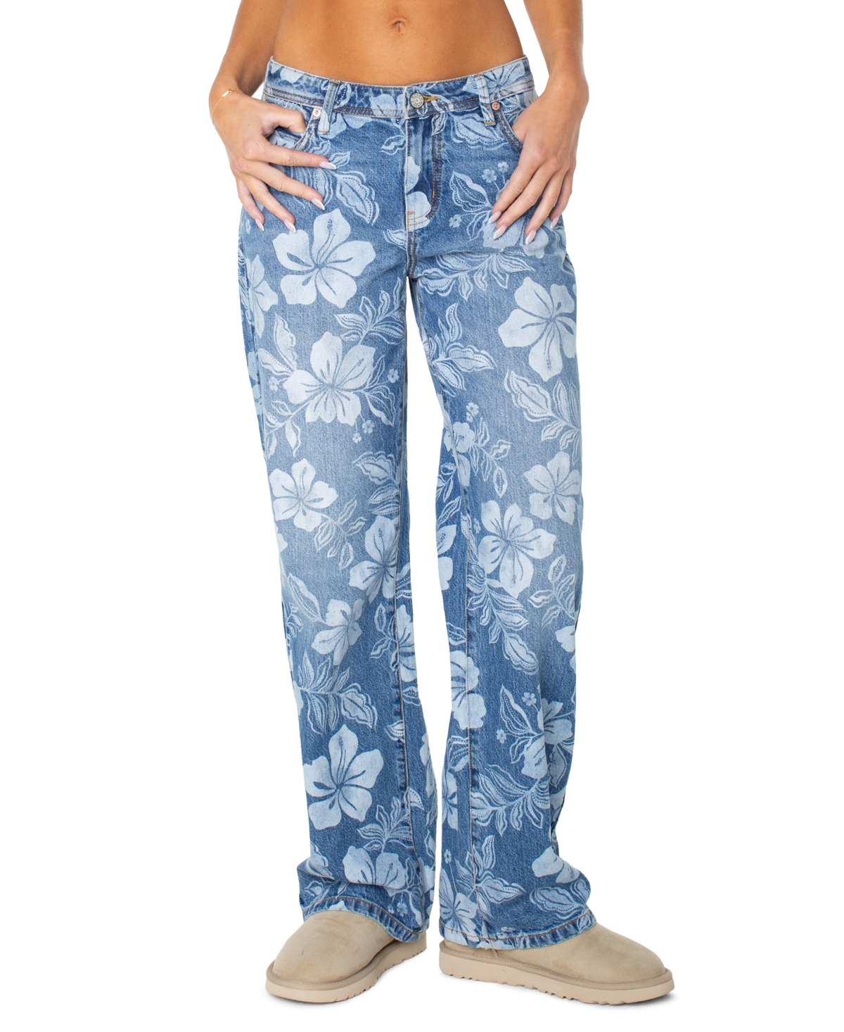 Click here for Roxy Womens Haven Flora Low-Rise Straight-Leg Flor... prices