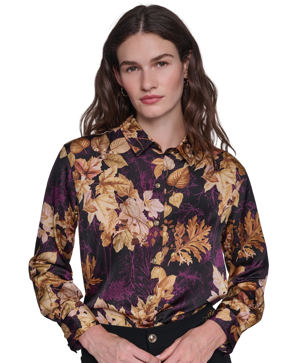 Click here for Karl Lagerfeld Paris Petite Gold Floral Printed Lo... prices