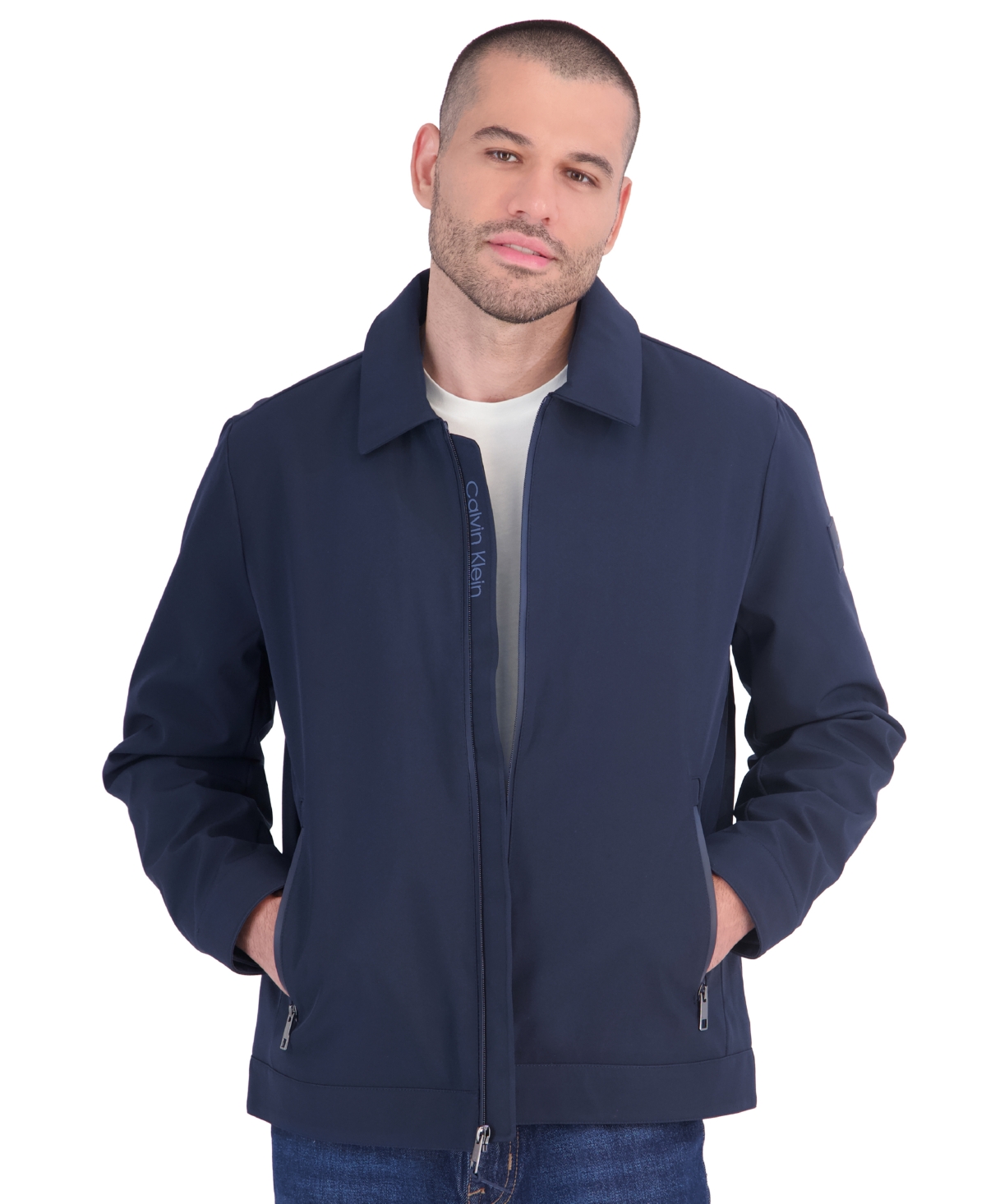 Click here for Calvin Klein Mens Shirt Collar Flex Tech Quilted I... prices