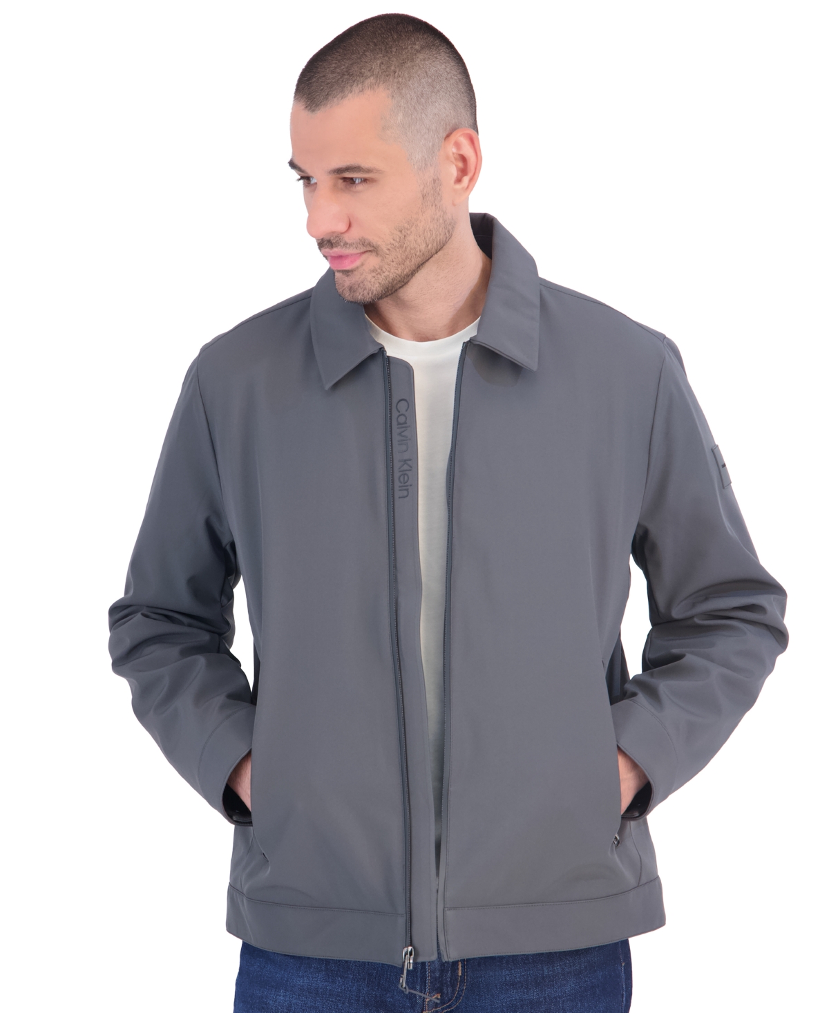 Click here for Calvin Klein Mens Shirt Collar Flex Tech Quilted I... prices