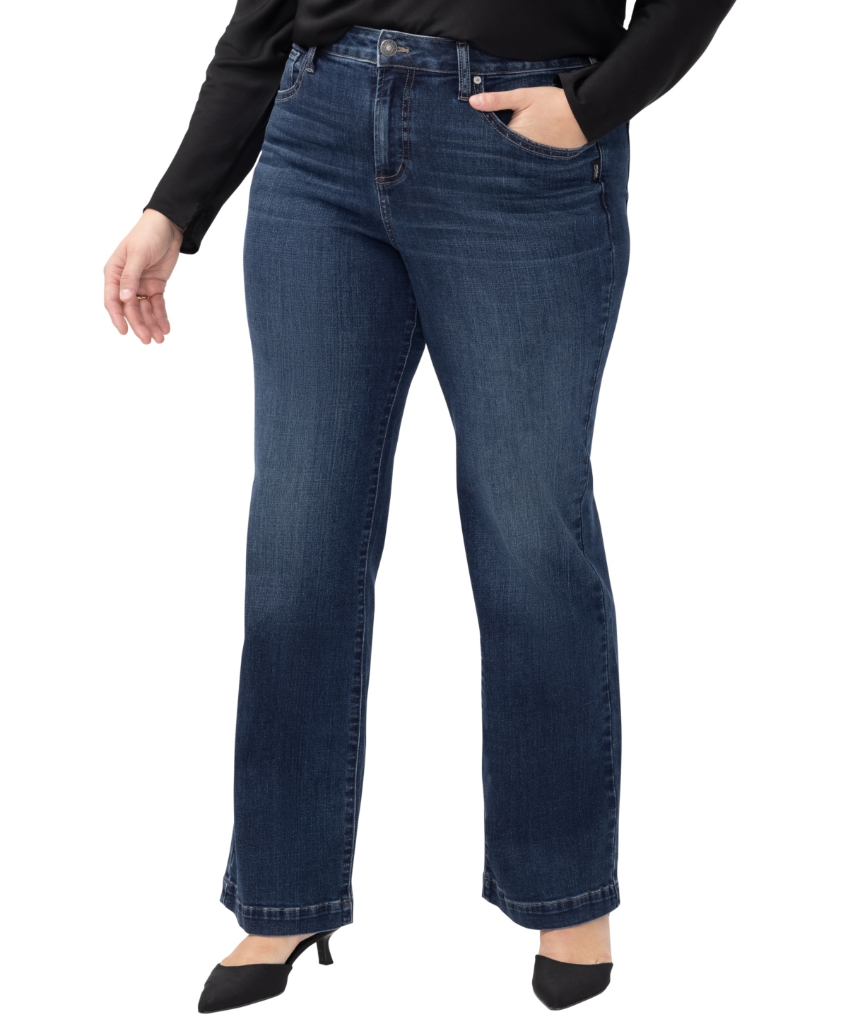 Click here for Silver Jeans Co. Plus Size Avery High-Rise Wide-Le... prices