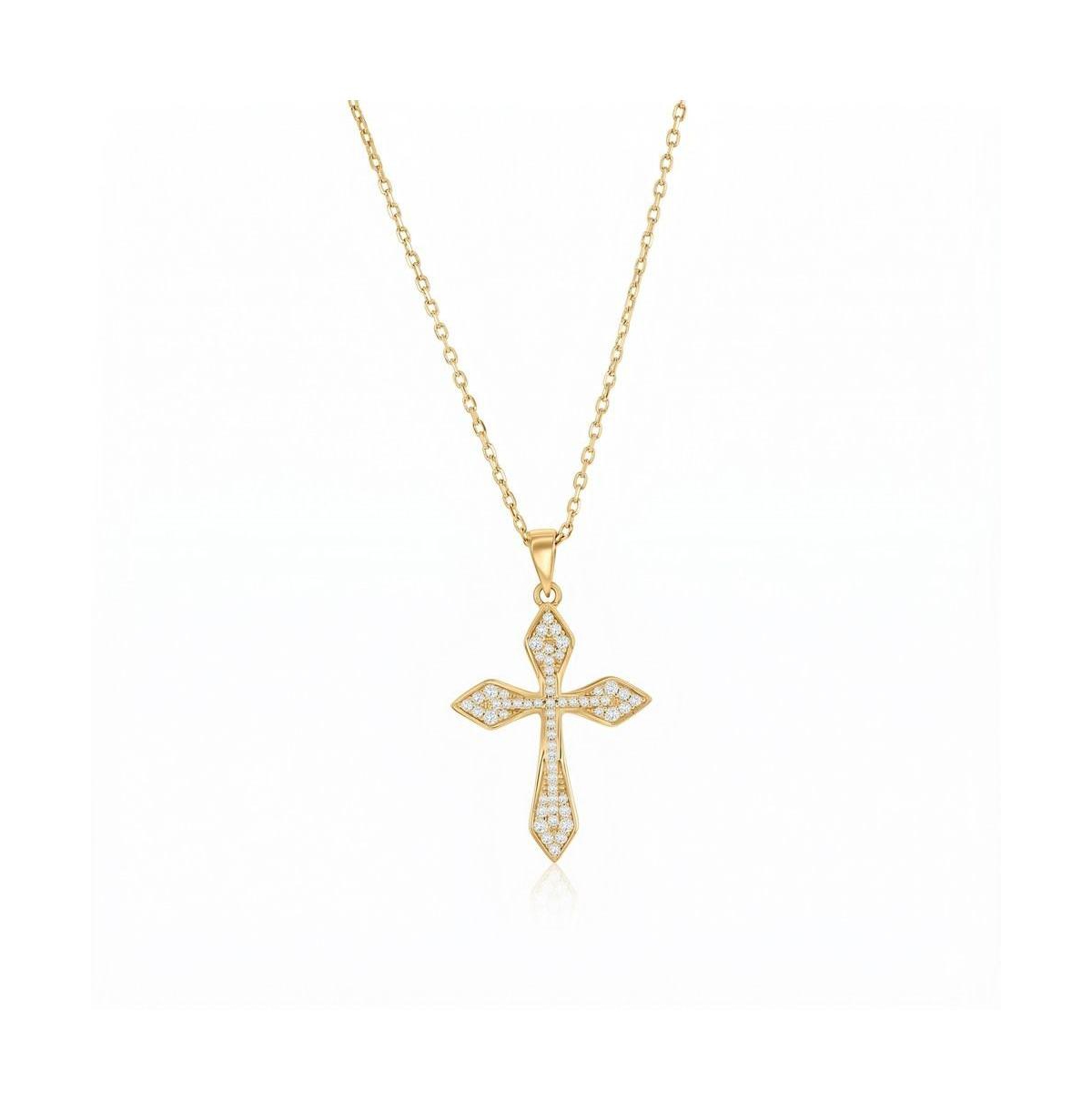 Click here for Simona Sterling Silver  Pave Cz Cross Necklace - G... prices
