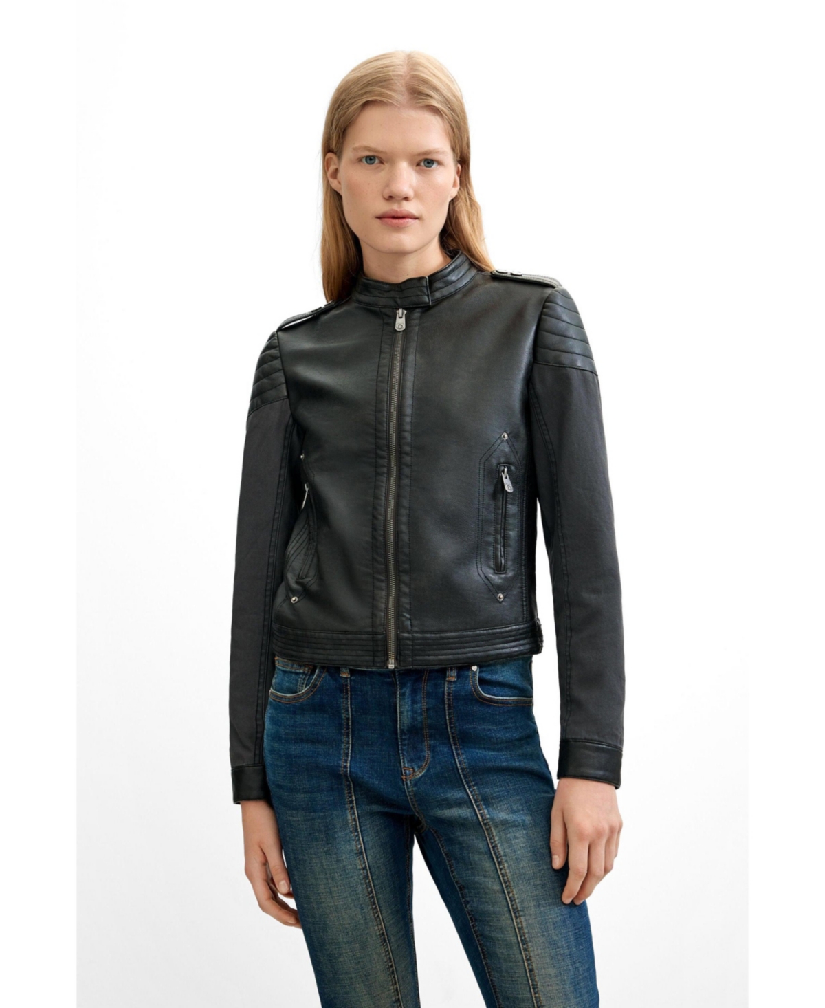 Click here for Desigual Womens Jacket Leather Effect - Black prices