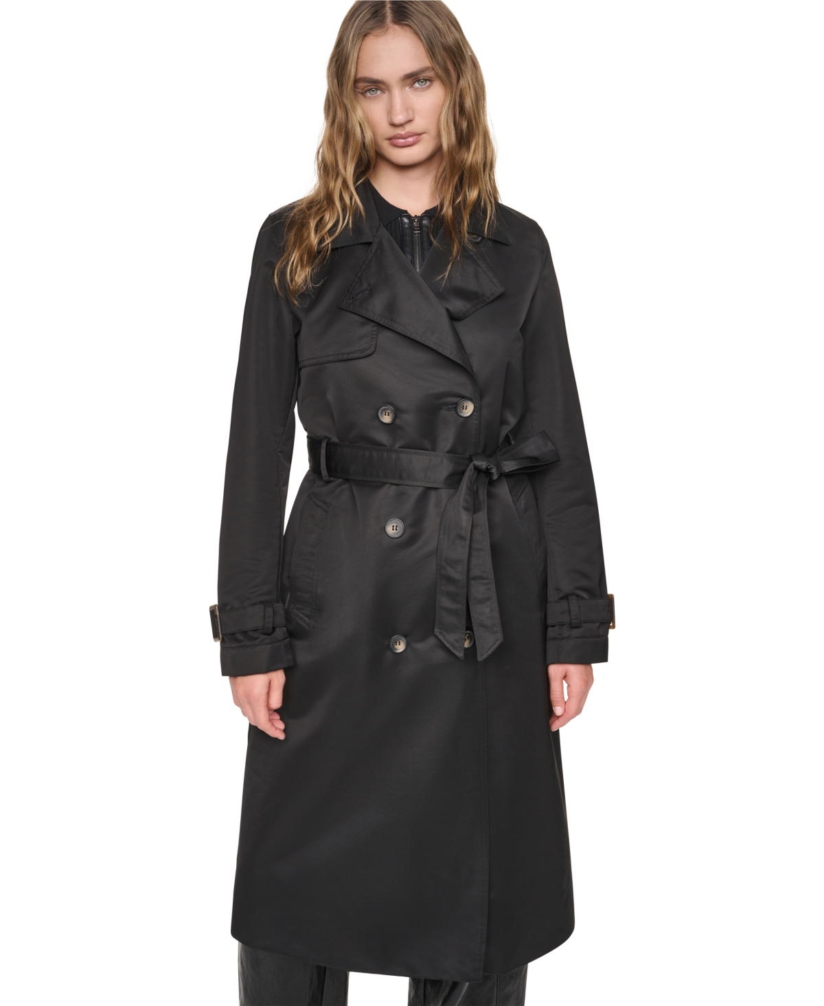 Click here for Dkny Womens Quilted Hooded Trench Coat - Black prices