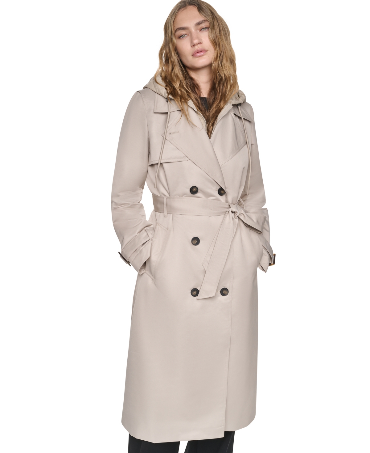 Click here for Dkny Womens Quilted Hooded Trench Coat - Birch prices