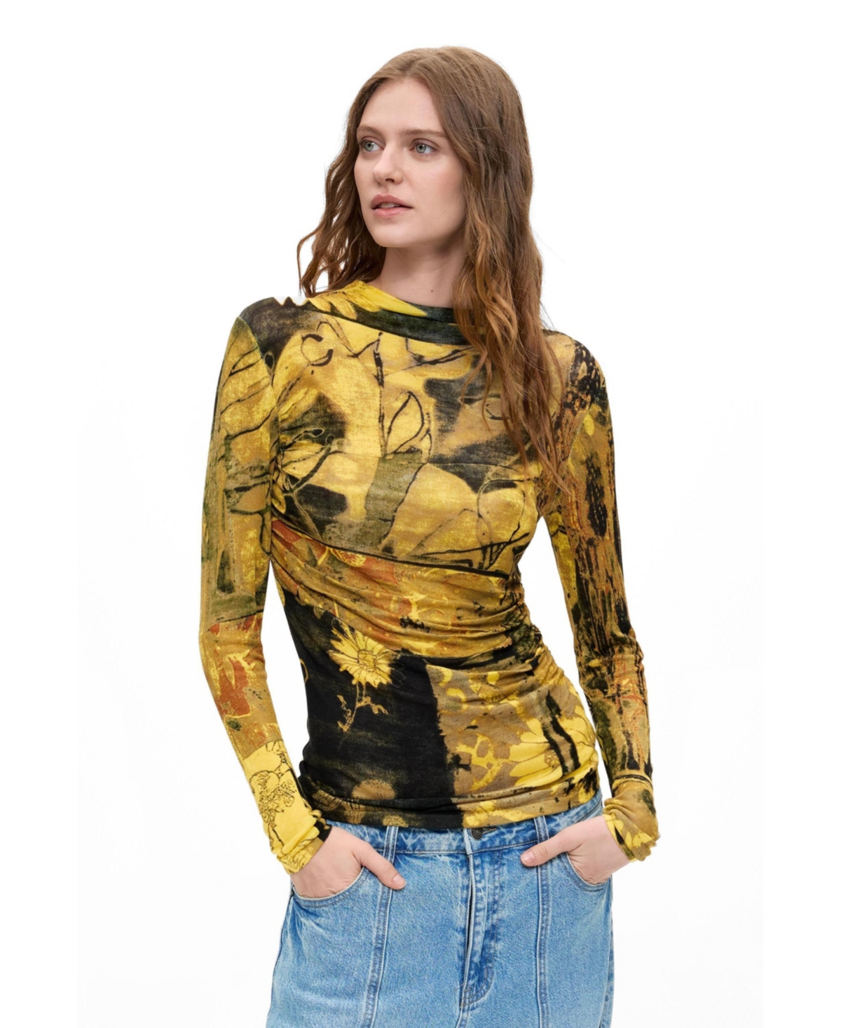 Click here for Desigual Womens Printed Mock-Neck Long-Sleeve Swea... prices