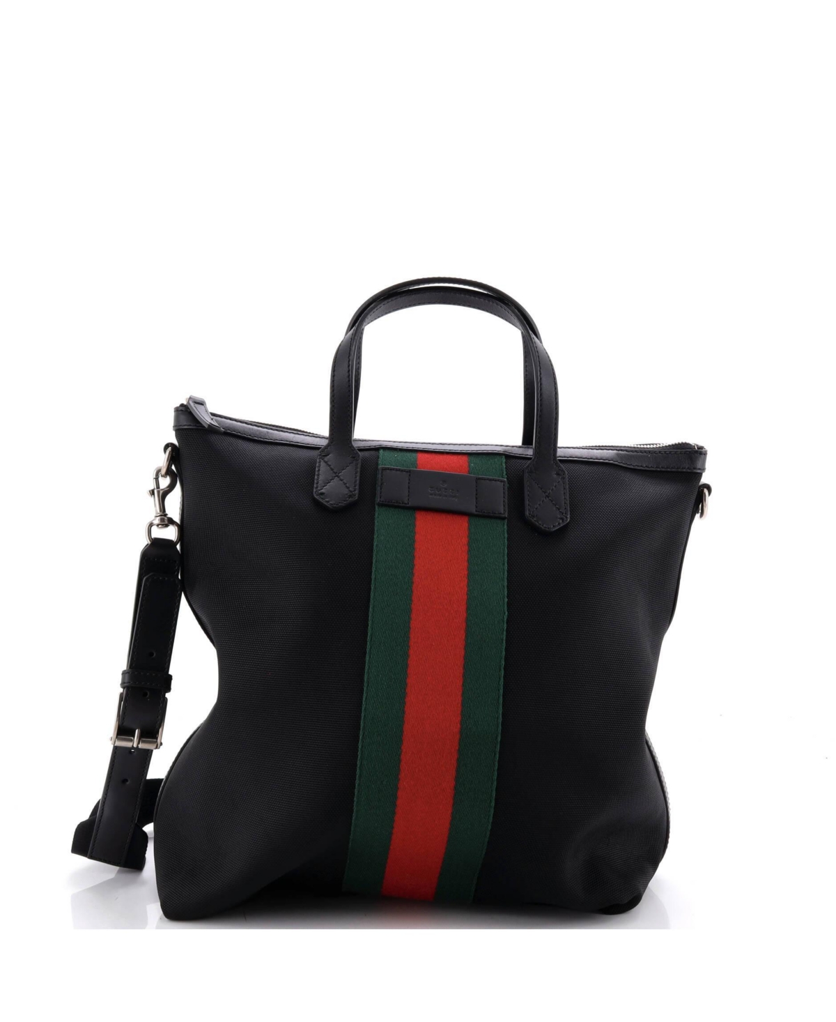 Click here for Pre-Owned Gucci Medium Web Zip Tote Techno Canvas... prices