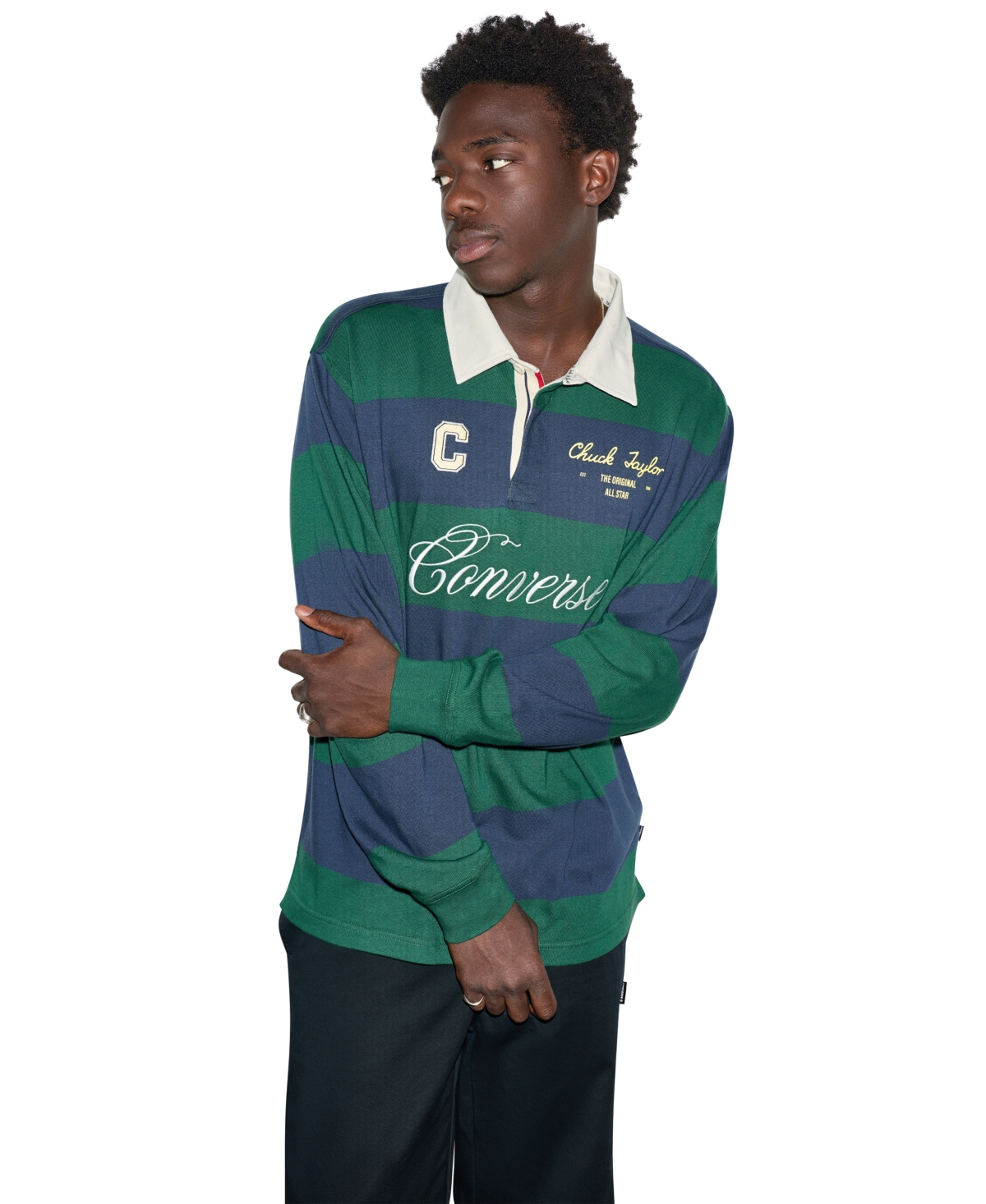 Click here for Converse Mens Varsity Rugby Polo Shirt - Creeping... prices