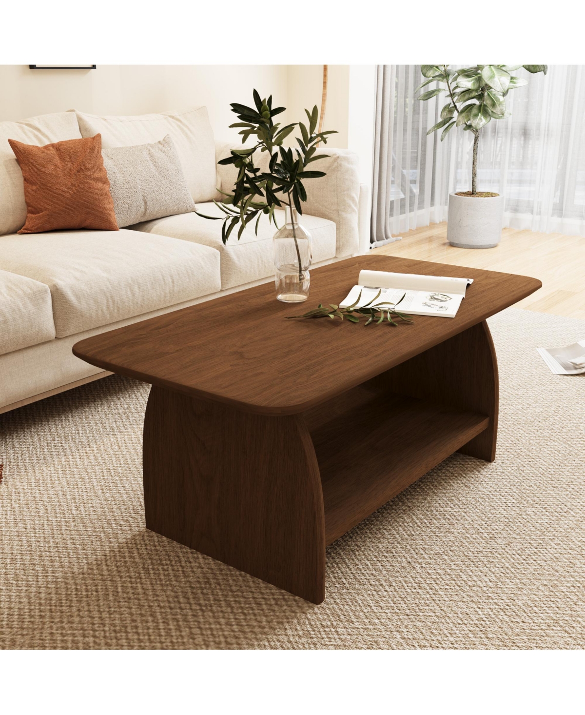 Click here for Flynama 47 Inch Double-Layer Rectangular Mdf Coffe... prices