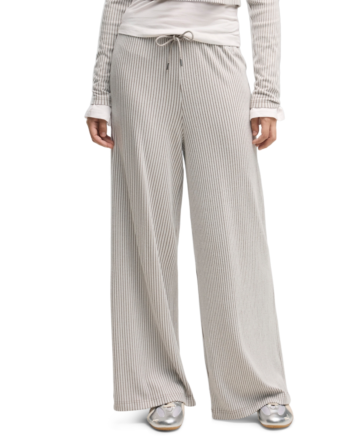 Click here for Puma Womens Essentials Ribbed Wide-Leg Pants - Mou... prices