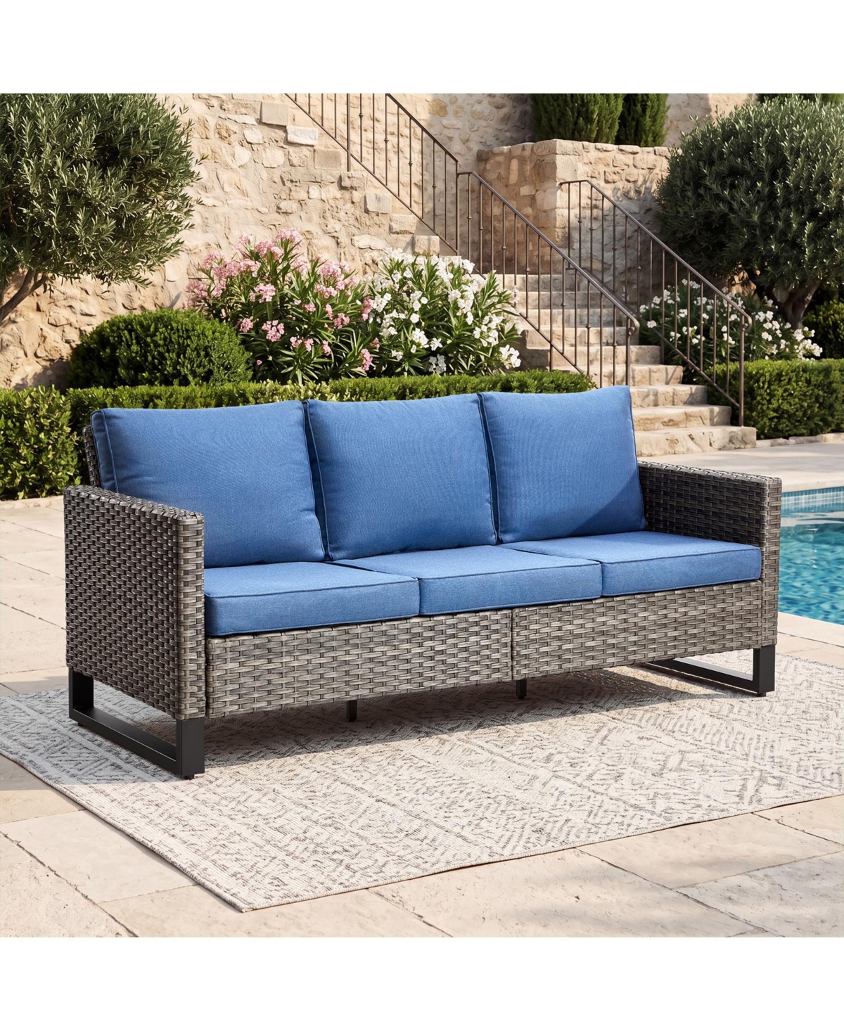 Click here for Pocassy Outdoor Patio Sofa  3-Seat Wicker Couch wi... prices