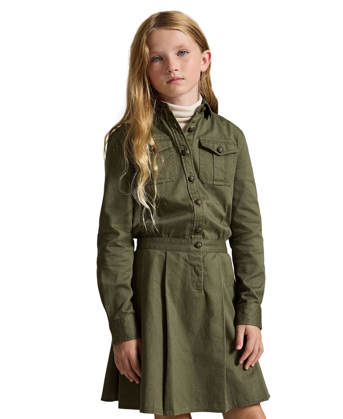 Click here for Polo Ralph Lauren Girls 7-16 Pleated Cotton Twill... prices