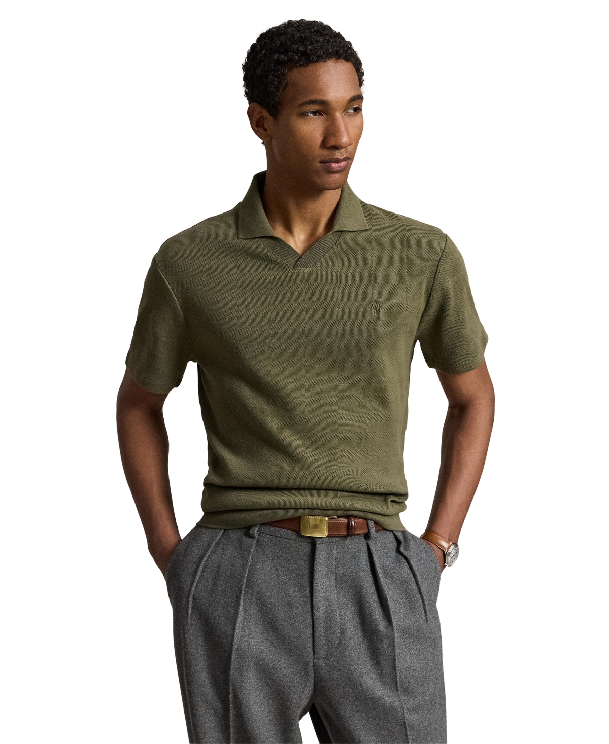 Click here for Polo Ralph Lauren Mens Pointelle-Ribbed Regular-Fi... prices