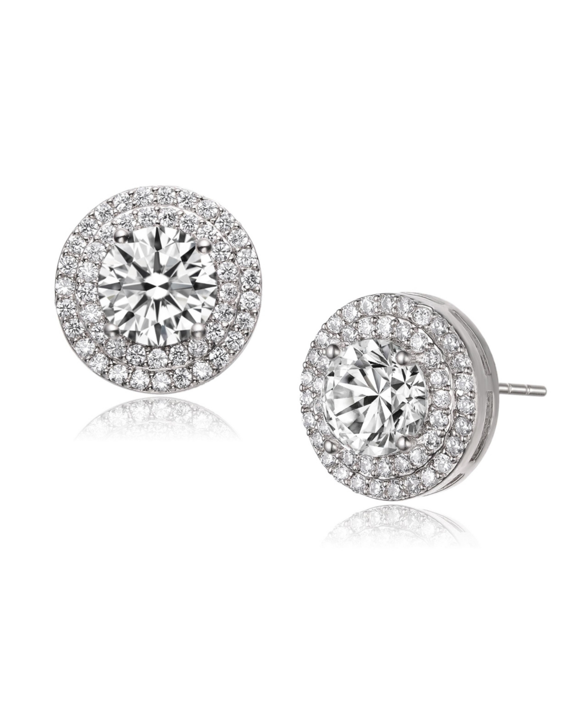 Click here for Cubic Zirconia Sterling Silver round Haloed Stud E... prices