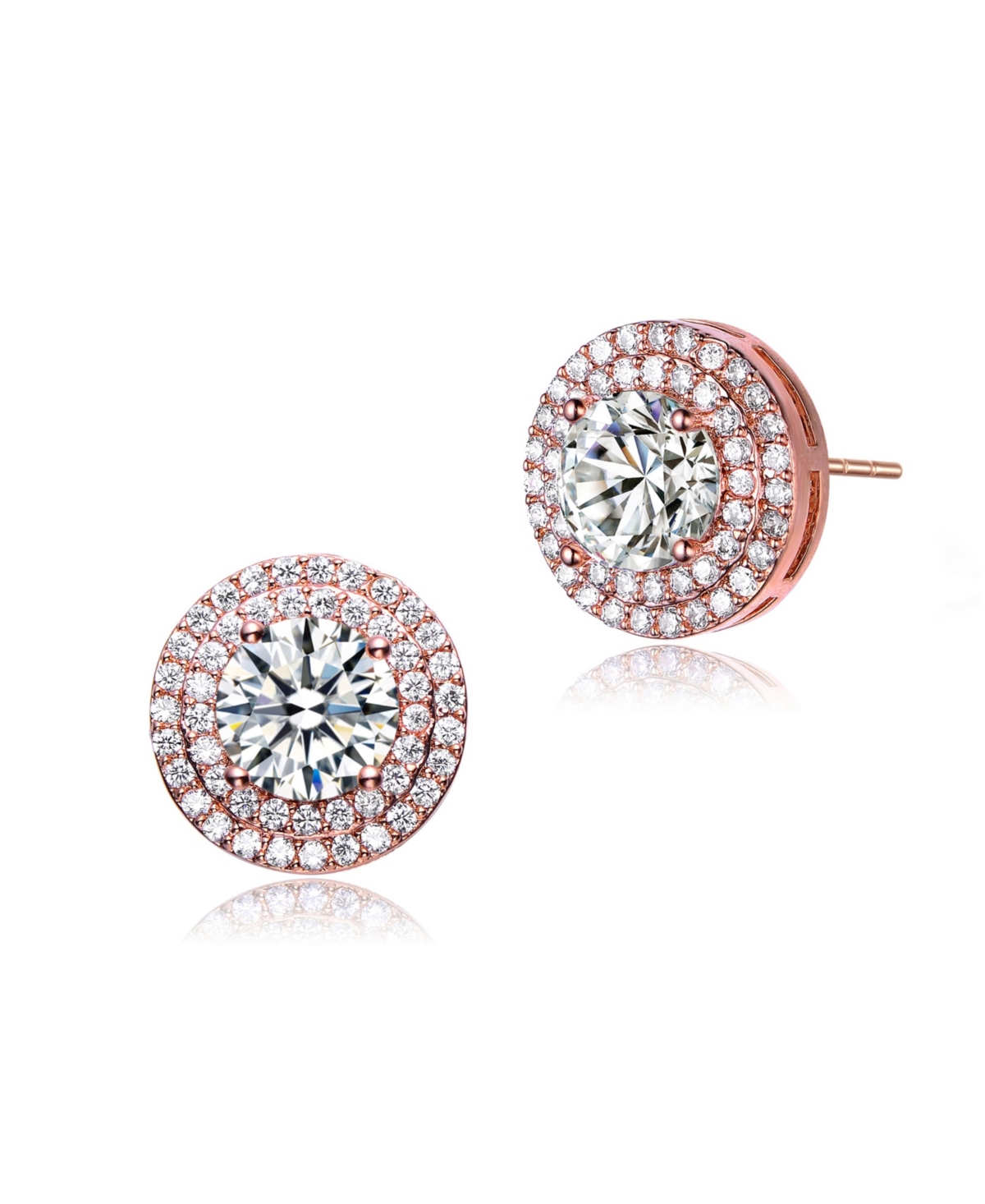 Click here for Cubic Zirconia Sterling Silver round Haloed Stud E... prices