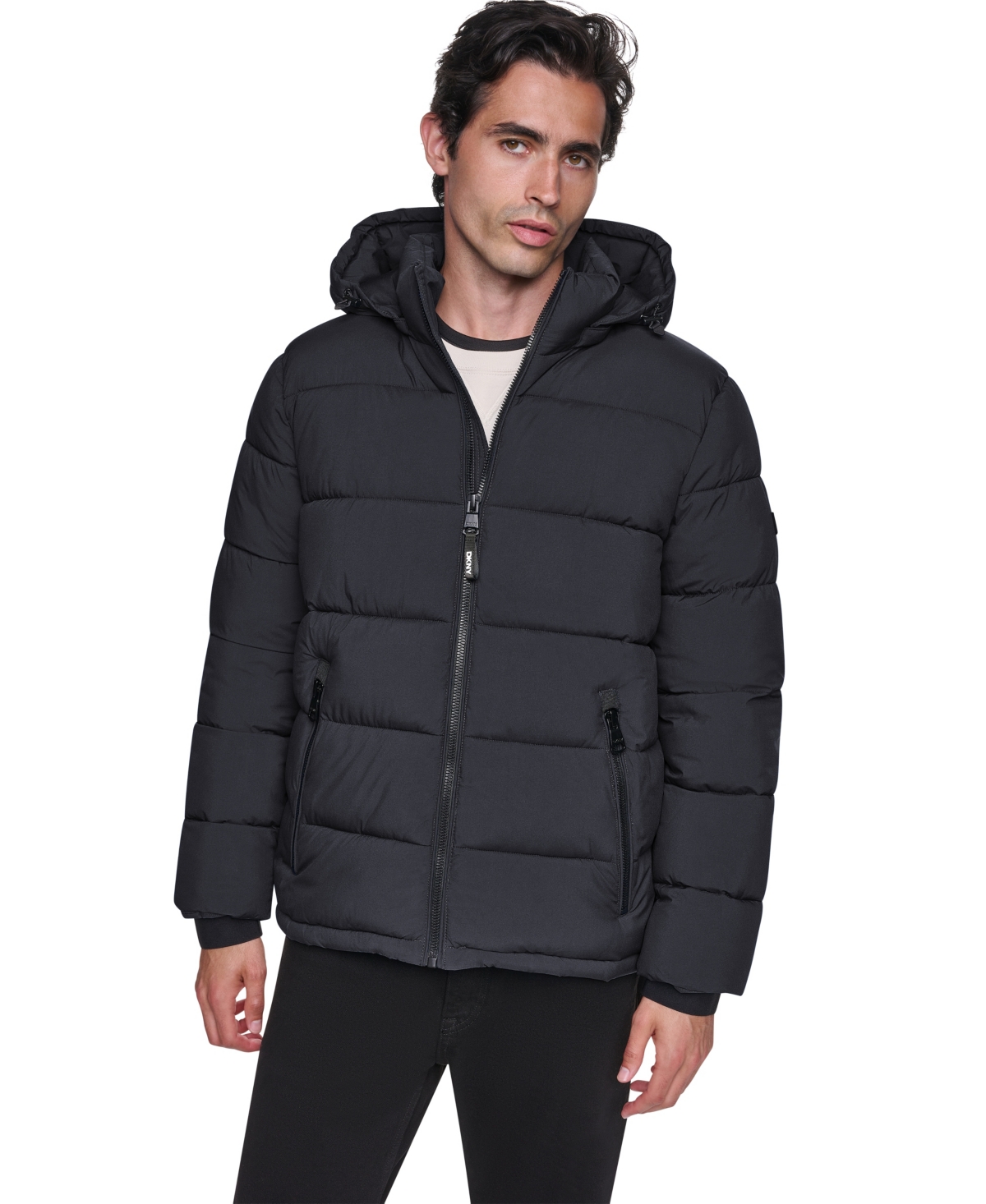 Click here for Dkny Mens Hooded Puffer Jacket - Iron prices