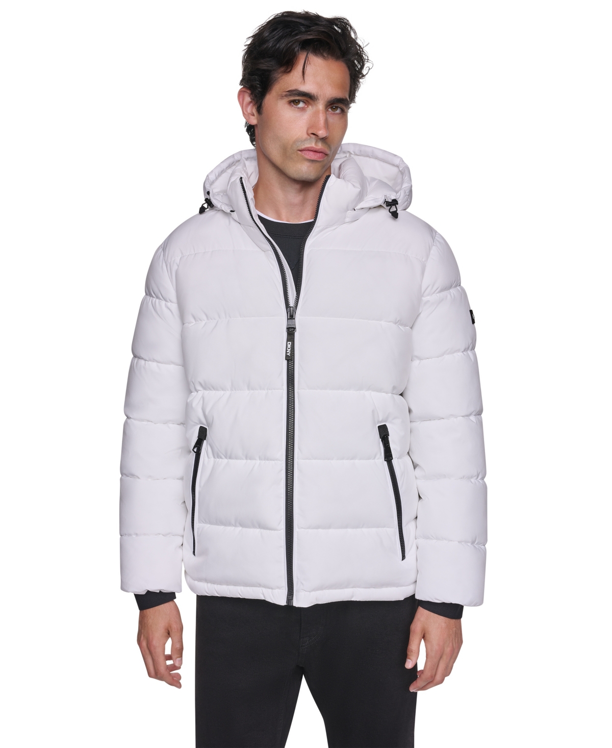 Click here for Dkny Mens Hooded Puffer Jacket - White prices