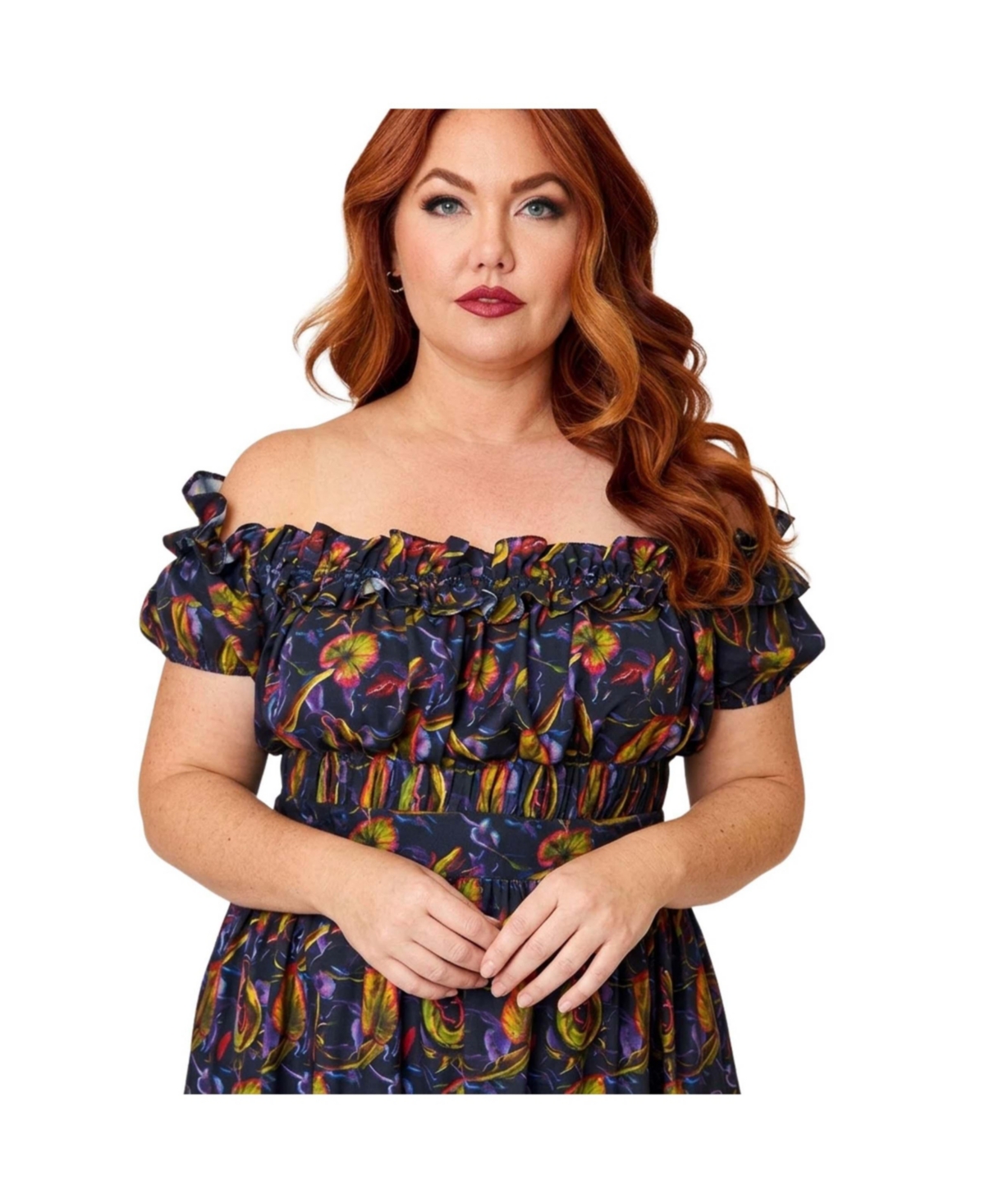 Click here for Unique Vintage Plus Size 1970s Off Ruffle Up Crop... prices