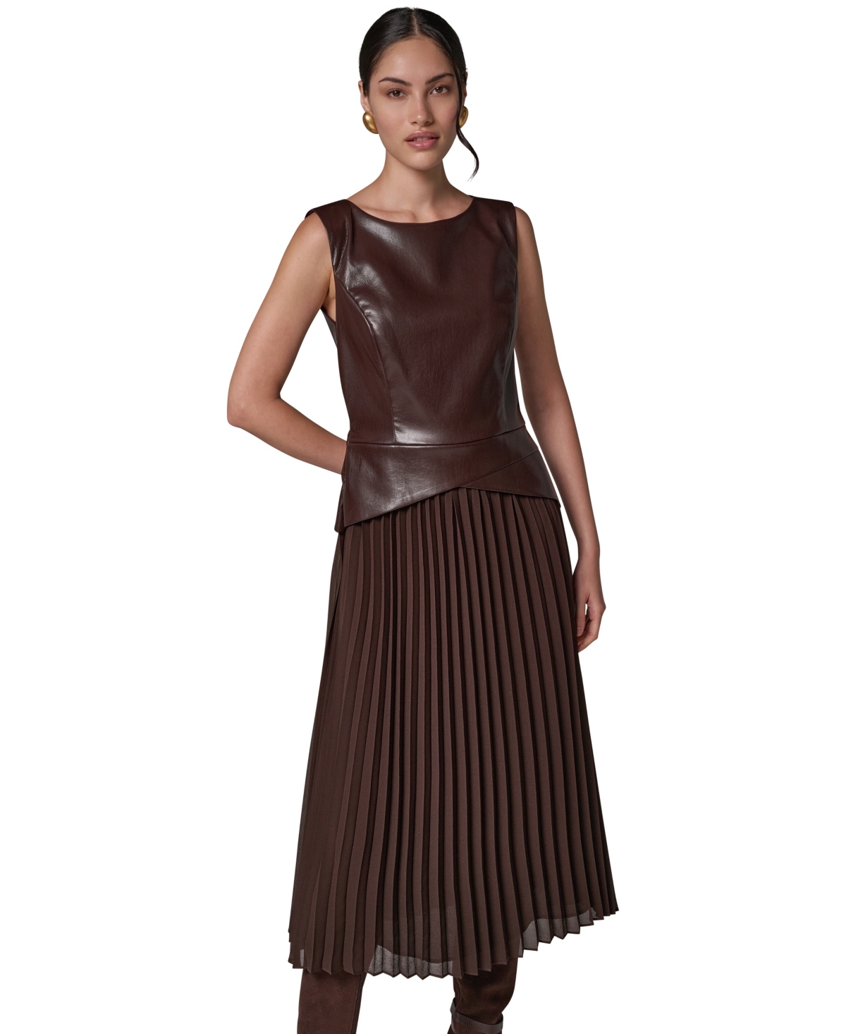Click here for Donna Karan New York Petite Boat-Neck Faux-Wrap A-... prices