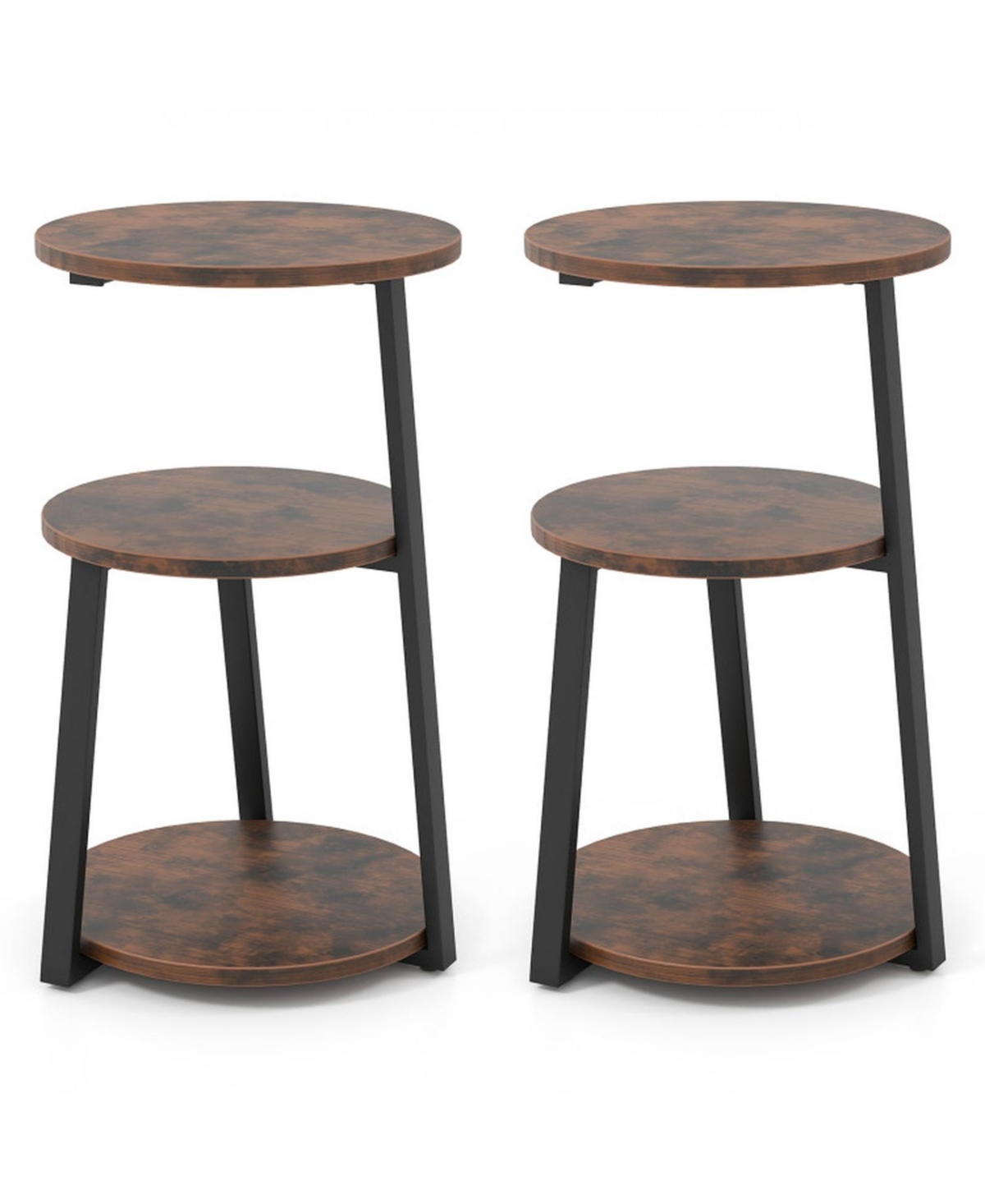 Click here for Gouun Set of 2 Round Accent Side Tables 3-Tier wit... prices