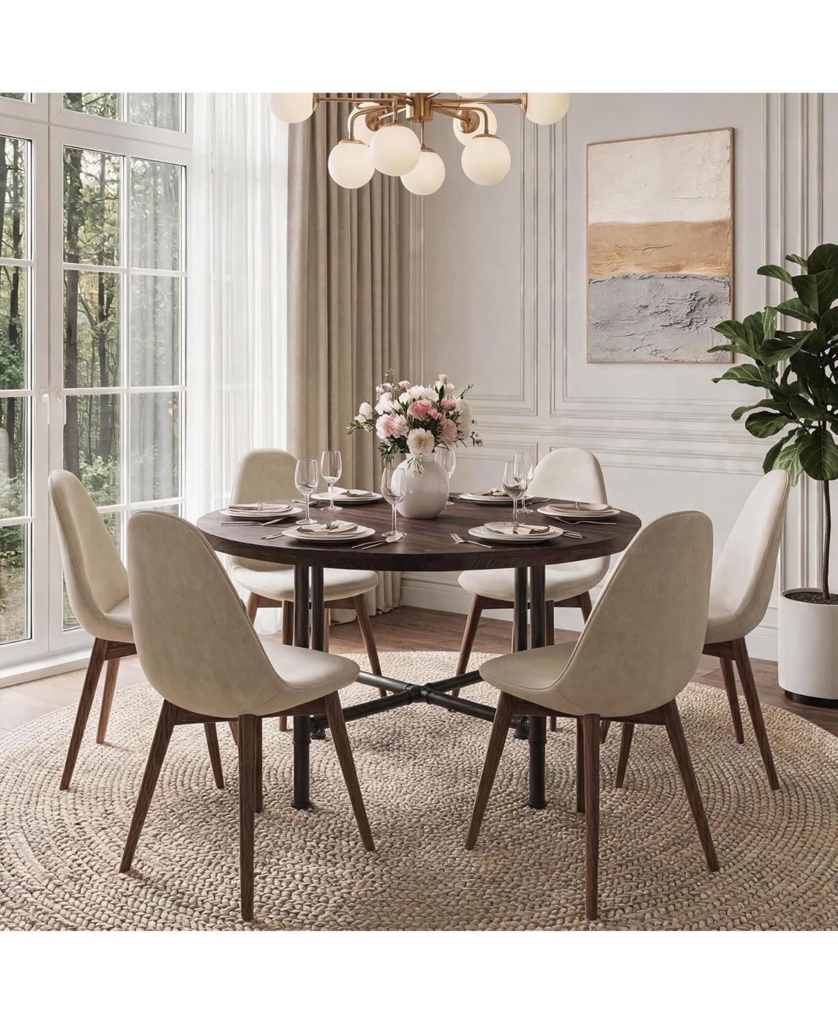 Click here for Tribesigns 47.24 Round Dining Table  Walnut and |... prices