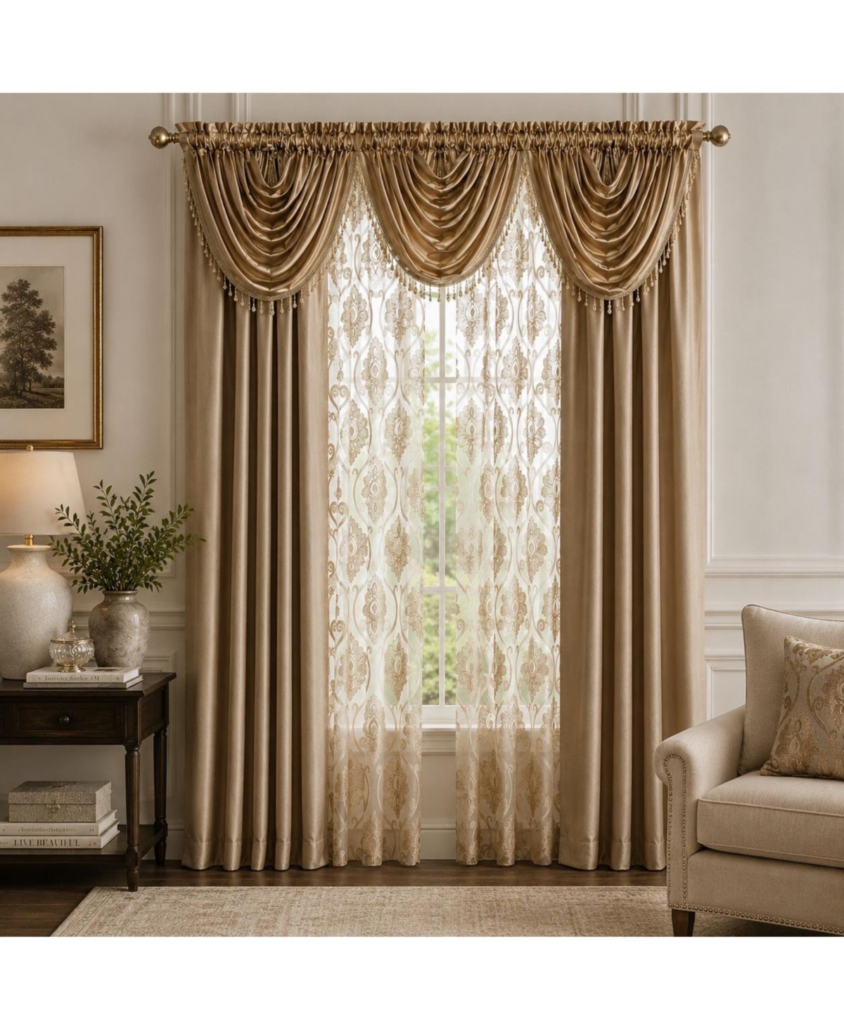 Click here for Kate Aurora 7 Piece Hampton Elegance Sheer Curtain... prices