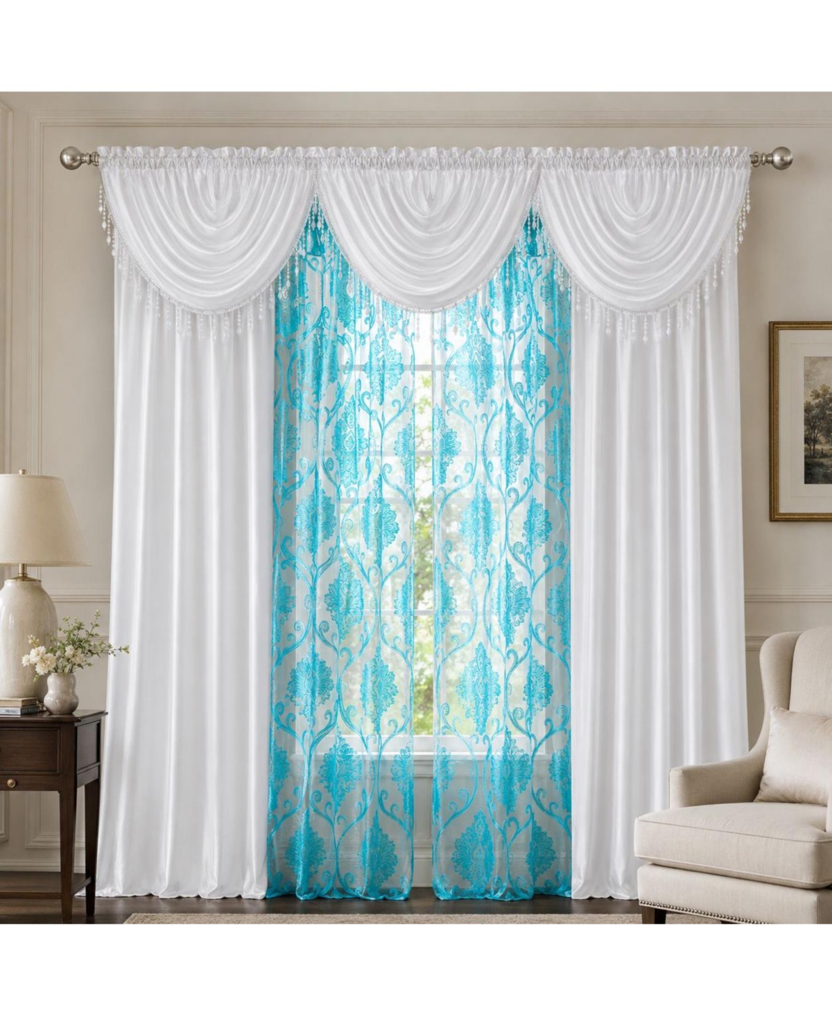 Click here for Kate Aurora 7 Piece Hampton Elegance Sheer Curtain... prices