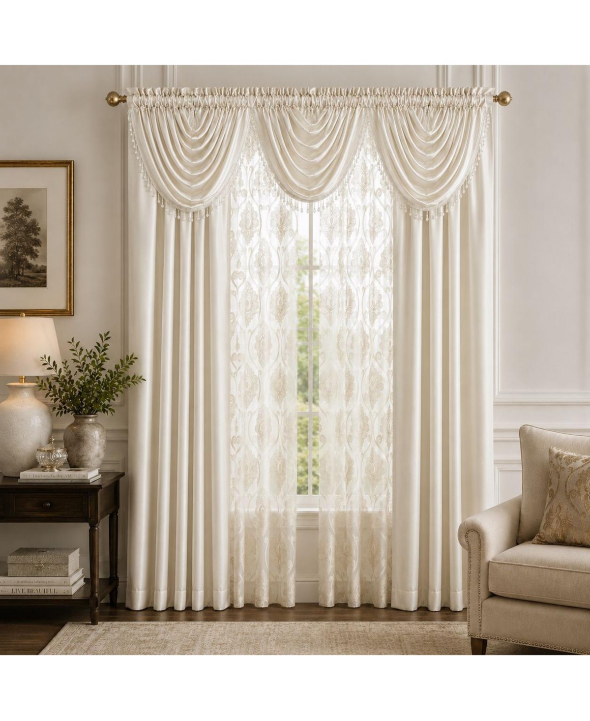 Click here for Kate Aurora 7 Piece Hampton Elegance Sheer Curtain... prices