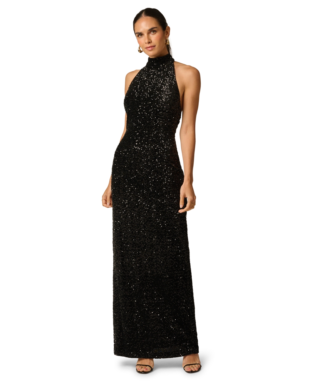 Click here for Adrianna Womens Halter Sequin Open-Back Long Dress... prices