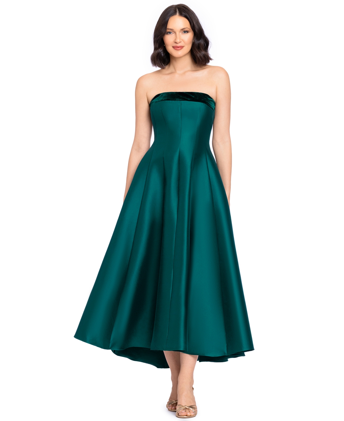 Click here for Betsy & Adam Womens Strapless Mikado With Velvet S... prices