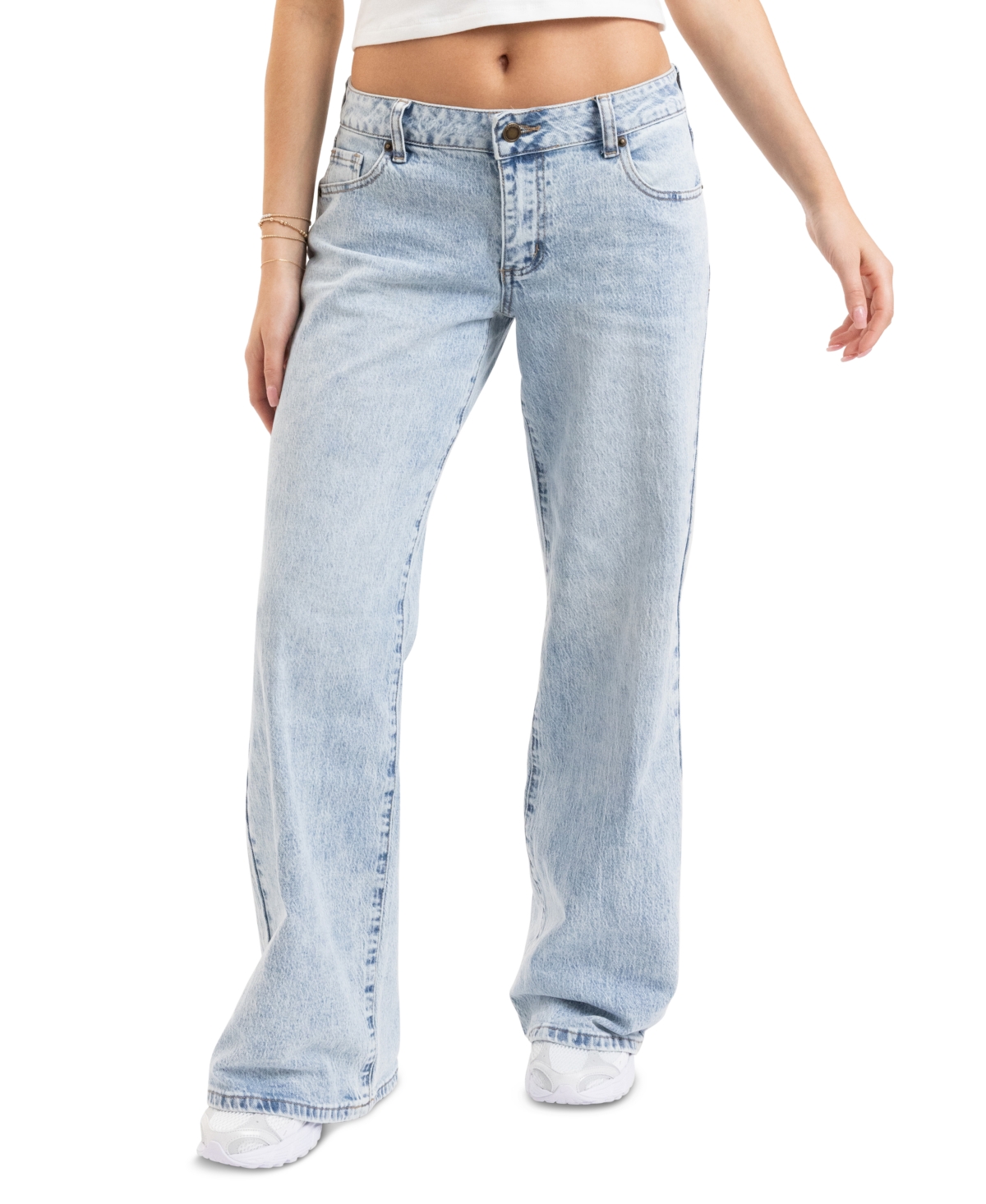 Click here for Em & Cass Juniors Low-Rise Wide-Leg Jeans - Light... prices