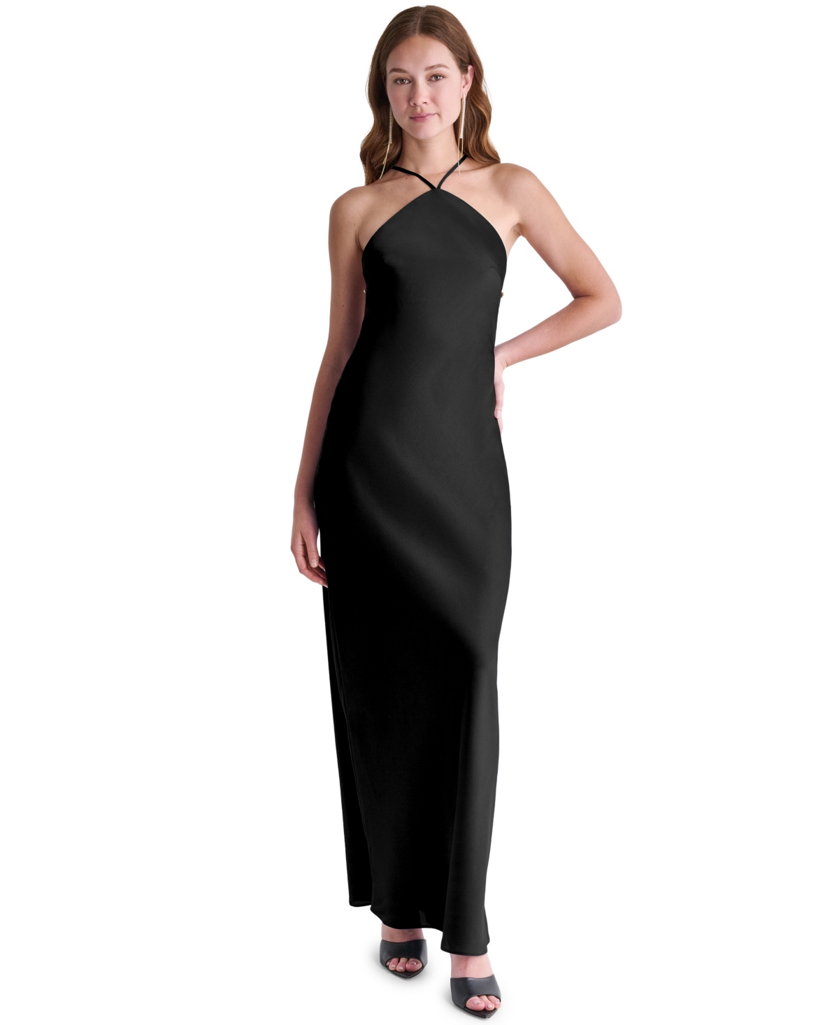 Click here for Bcbg Womens Satin Open-Back Halter Maxi Dress - Bl... prices
