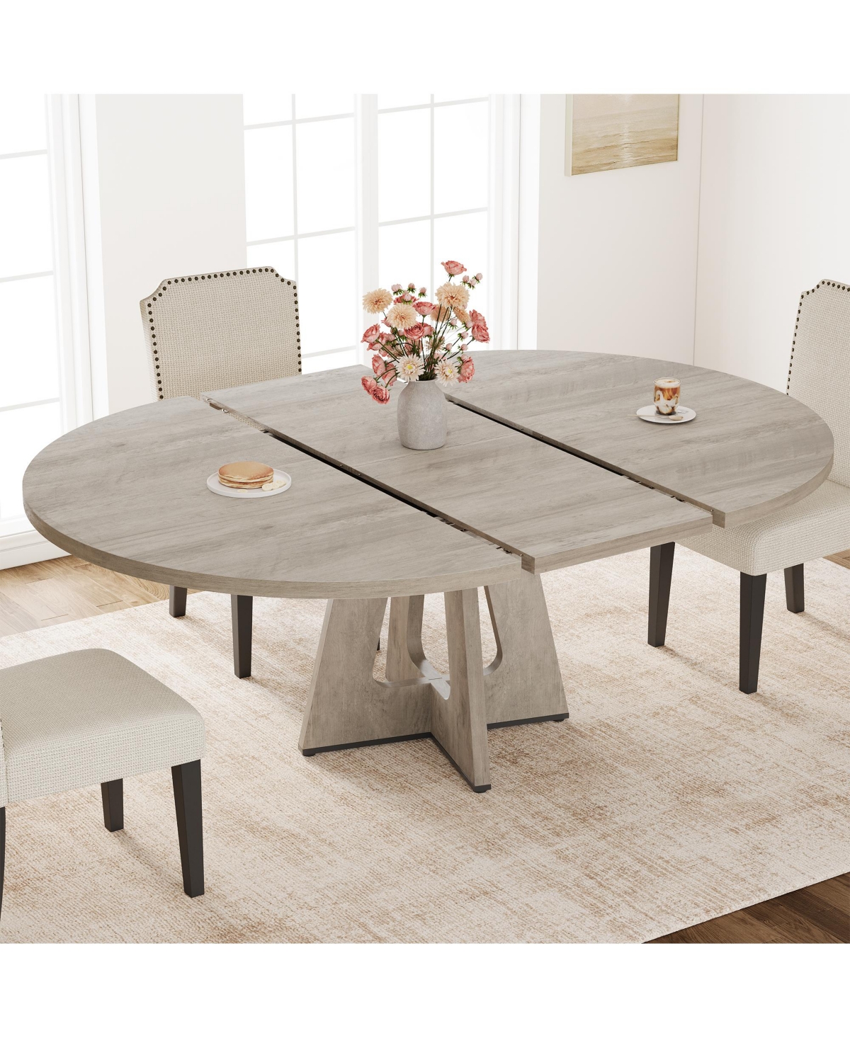 Click here for 47-63 Inch Extendable Round to Oval Farmhouse Dini... prices