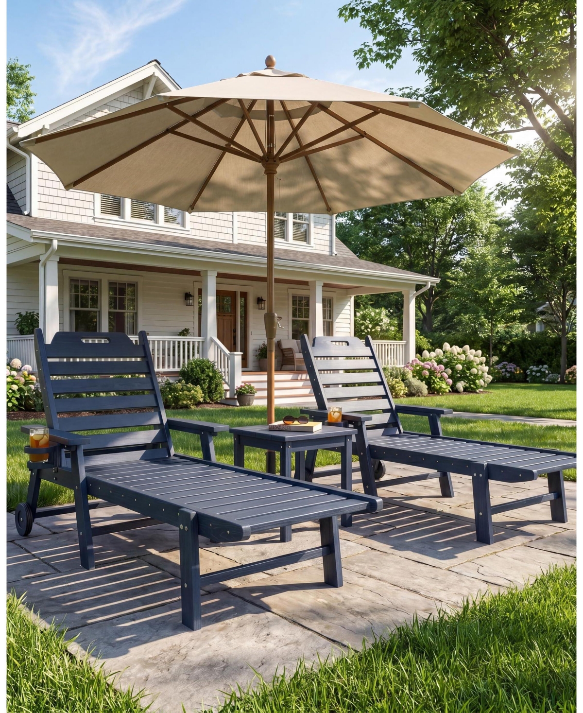 Click here for Hdpe Lounge Chair 2-Pack - Wood Texture  5-Positio... prices