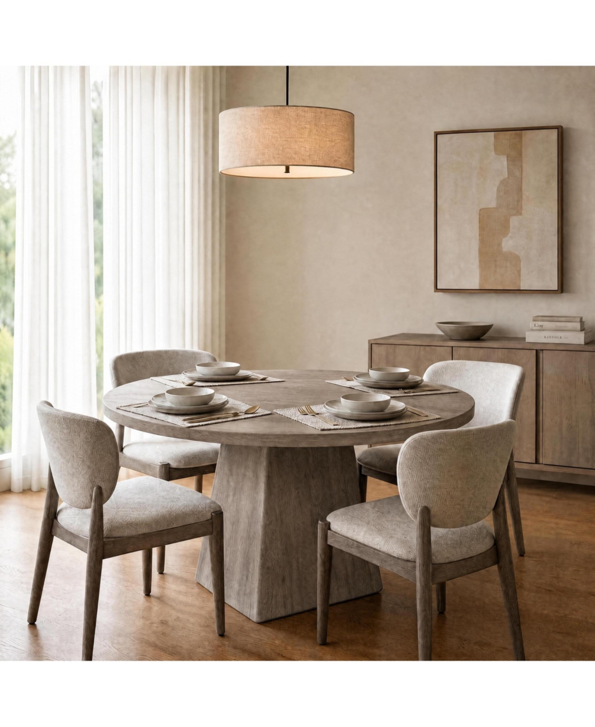 Click here for 47-Inch Round Pedestal Dining Table  Seats 4-6  Gr... prices