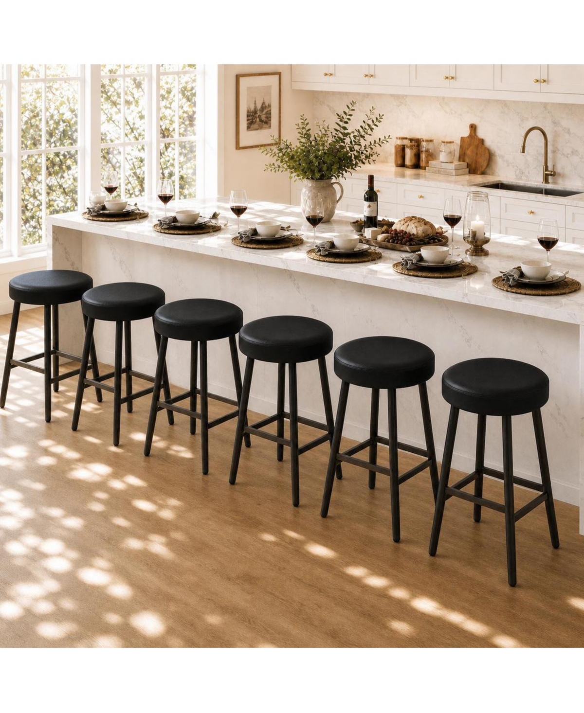 Click here for Round Backless Bar Stools Set of 2 - 26  2.4 Cushi... prices