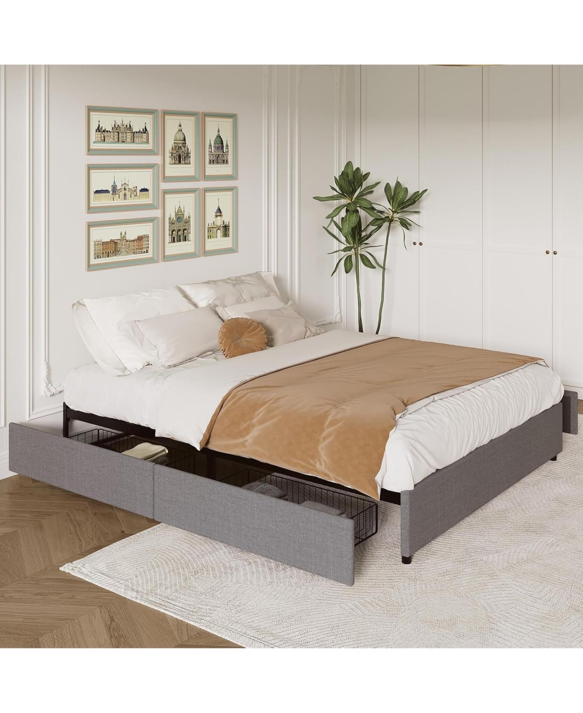 Click here for King/Queen/Full Upholstered Platform Bed with Draw... prices