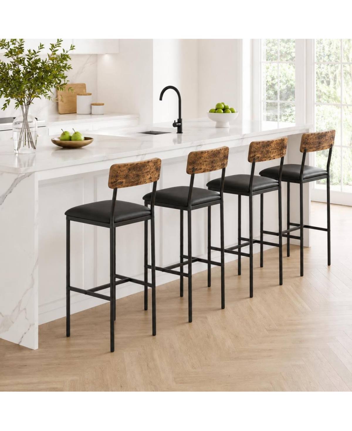 Click here for Set of 4 Bar Stools 26 Counter Height Pu Leather S... prices