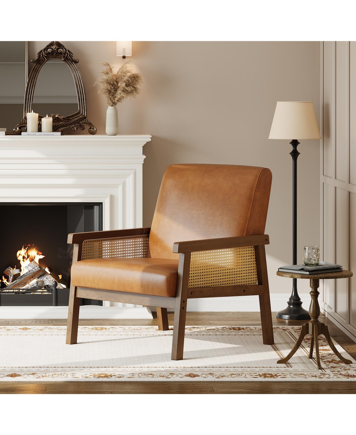 Click here for Rattan Accent Chair Contemporary High Back Wooden... prices