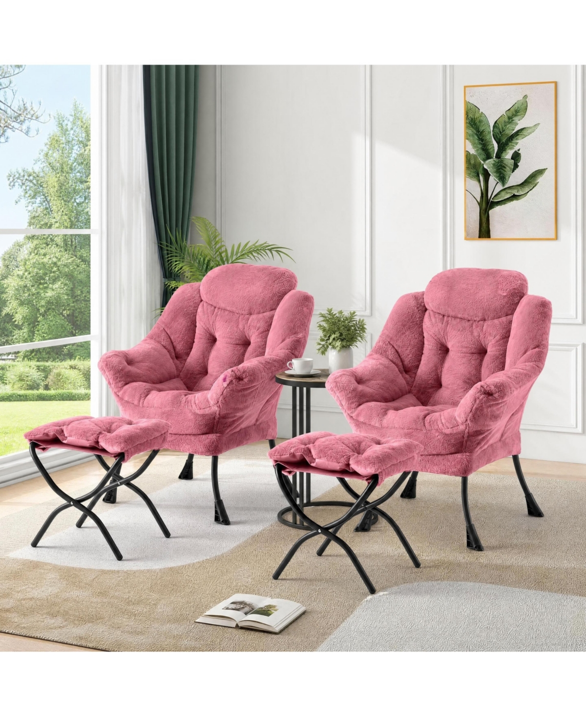 Click here for Accent Chair with Ottoman Set of 2 Lazy Chair Faux... prices