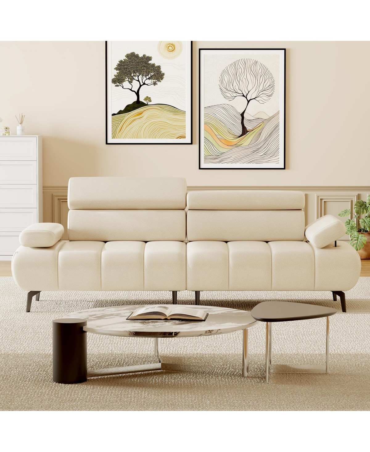 Click here for 3-Seater Faux Leather Sofa Bed  Convertible Futon... prices