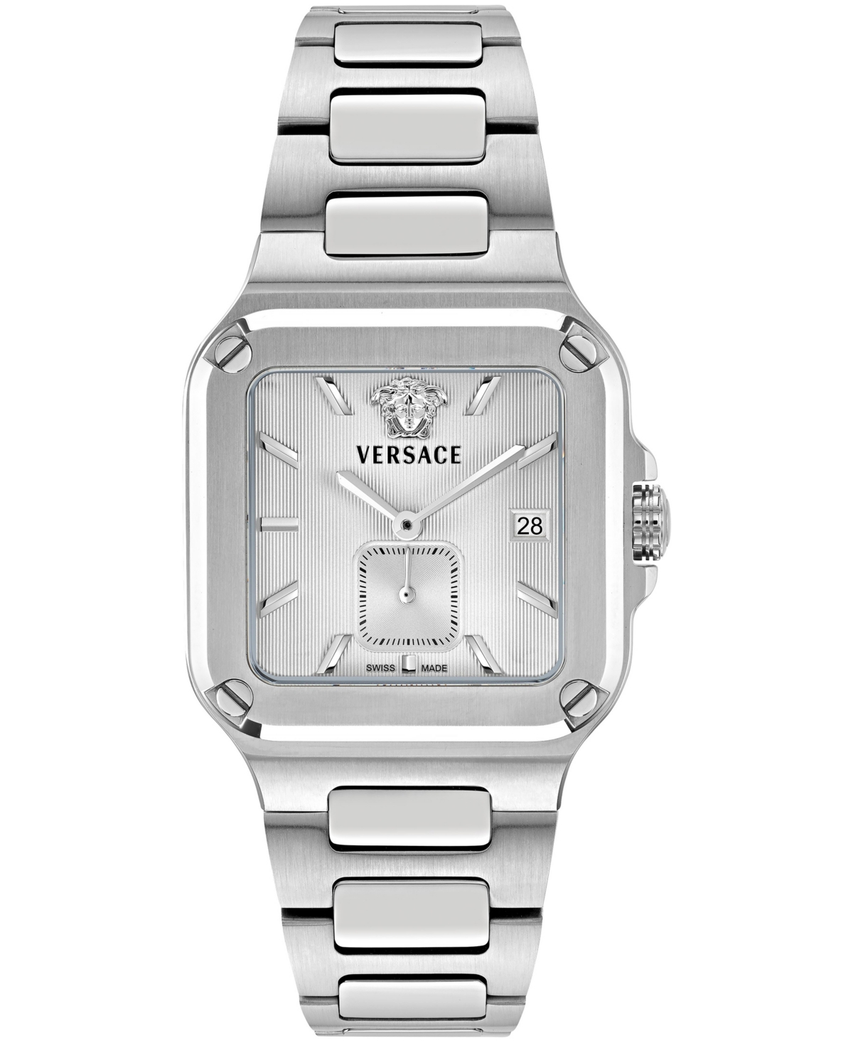 Click here for Versace Mens Greca Edge Silver Stainless Steel Bra... prices