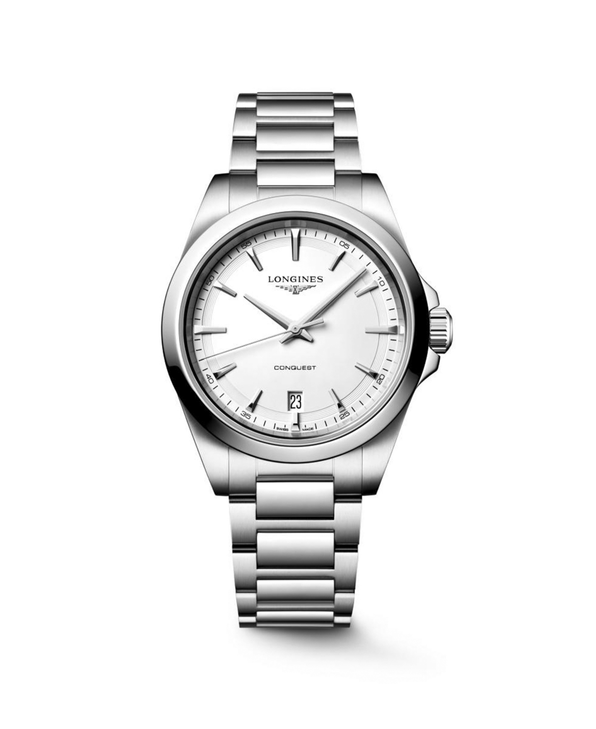 Click here for Longines Mens Conquest Silver Stainless Steel Stra... prices