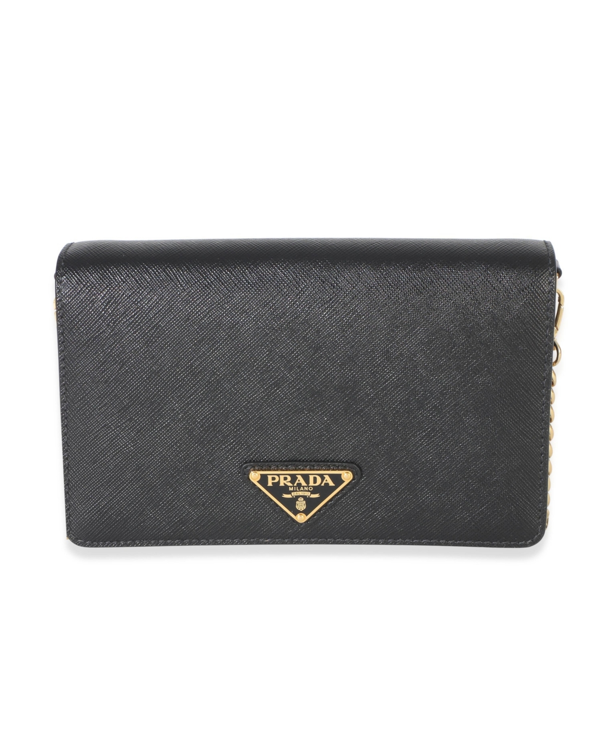 Click here for Pre-Owned Prada Black Saffiano Triangle Logo Chain... prices
