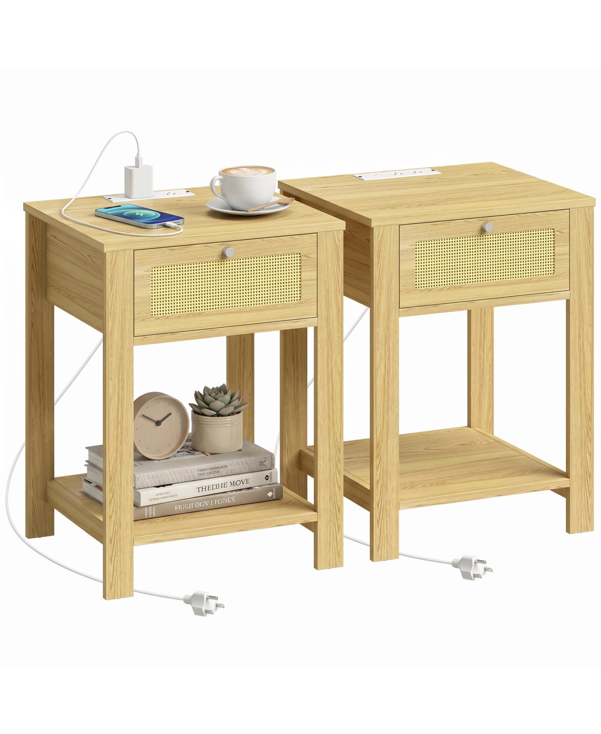 Click here for Homcom End Table Set of 2 with Charging Station  B... prices