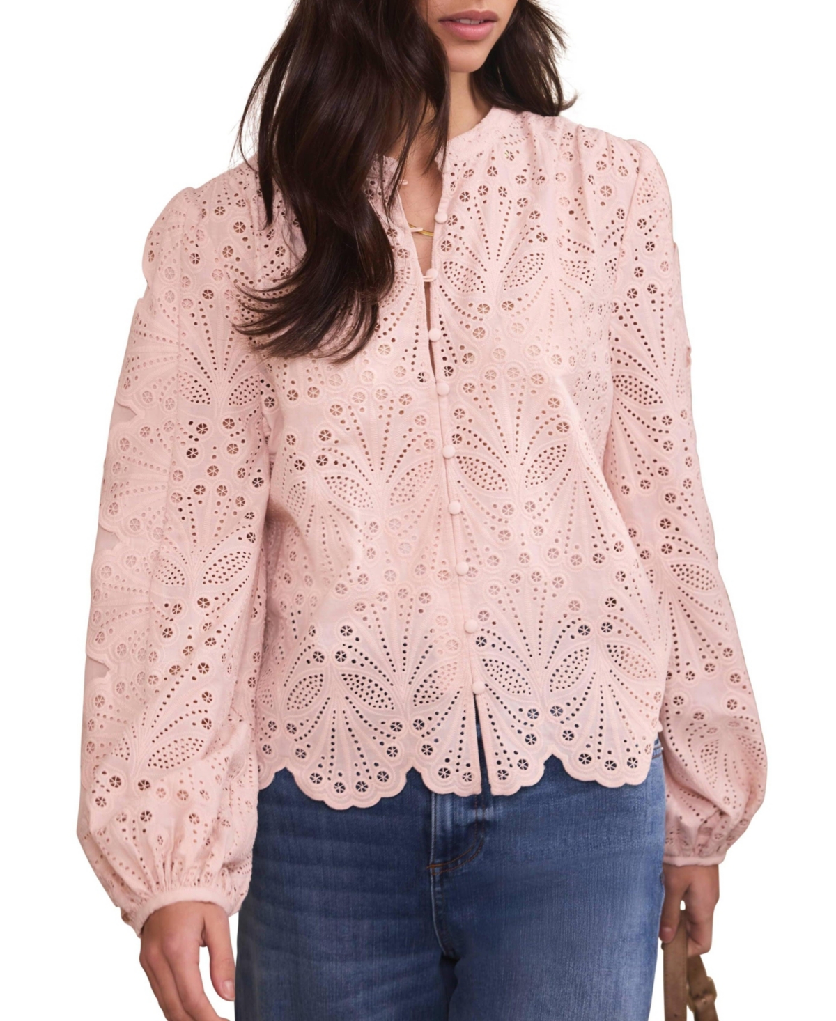 Click here for Mint Velvet Womens Cotton Broderie Detail Blouse -... prices