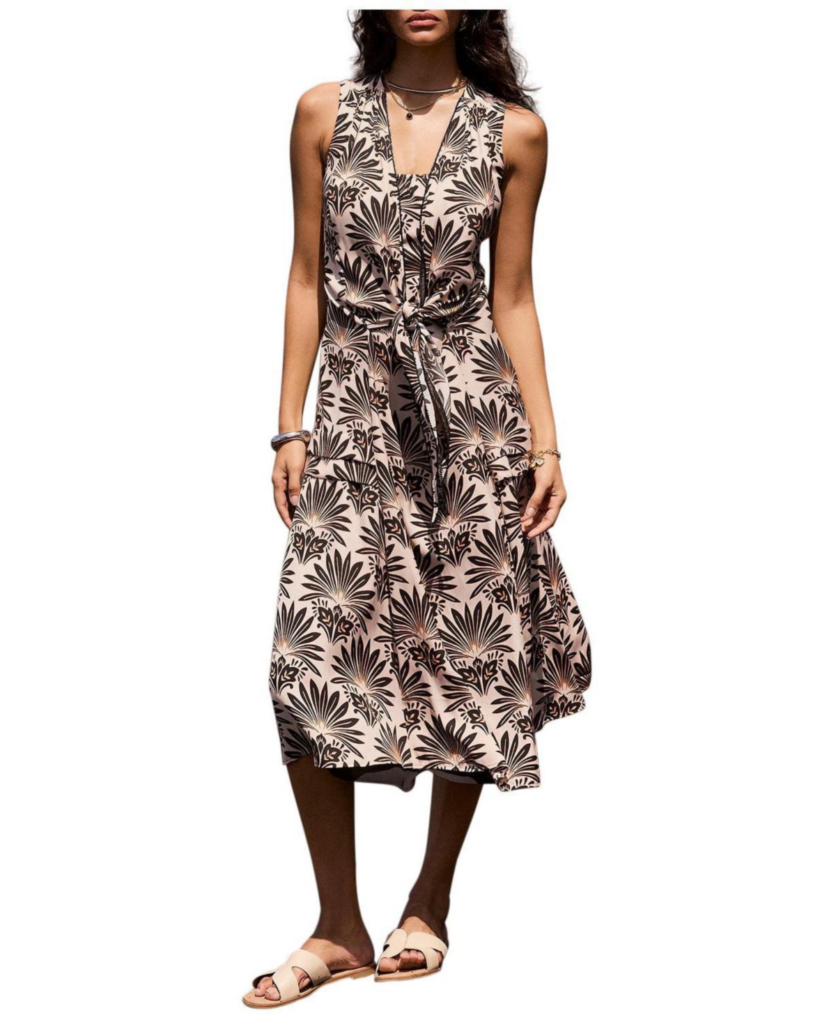 Click here for Mint Velvet Womens Floral Print Sleeveless Midi Dr... prices