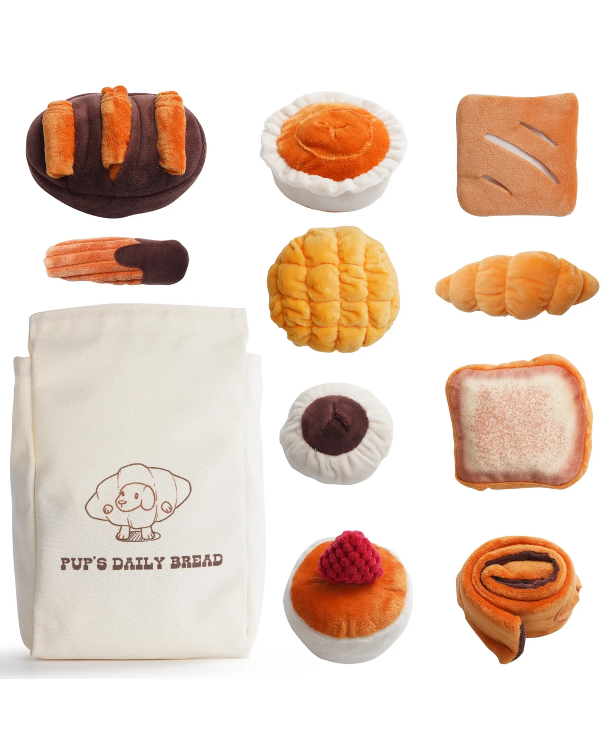 Click here for Nocciola 10 Pack Bread Dog Toy Set with Grocery Ba... prices